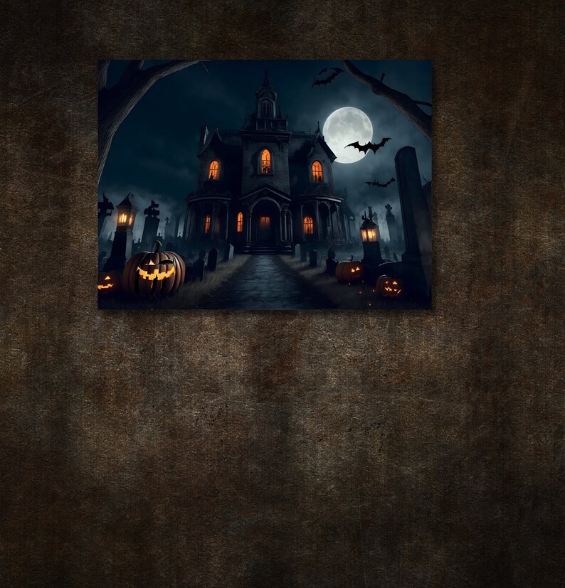 Reusable HALLOWEEN Haunted House Poster Peel and Stick Art Available in ...