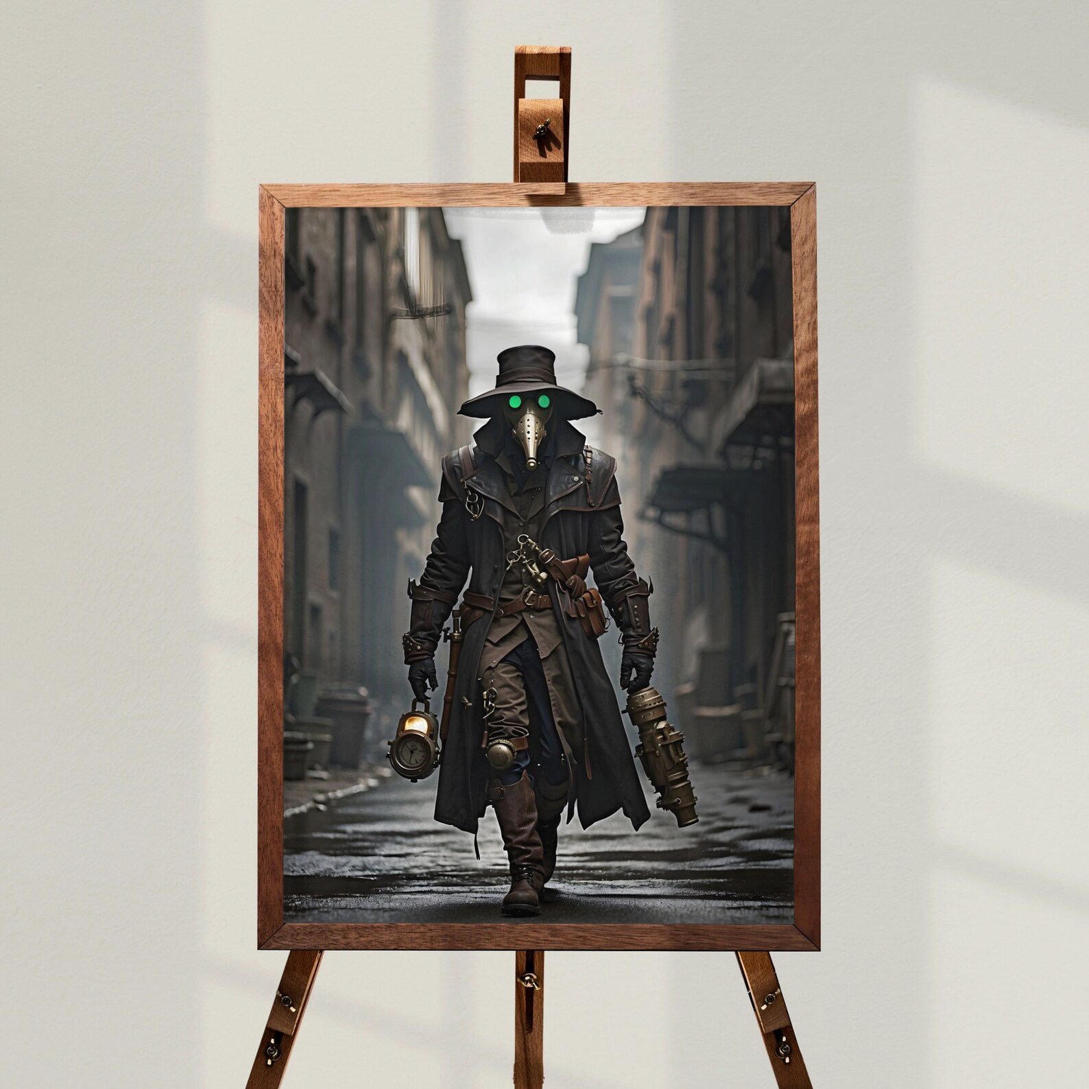 Steampunk Plague Doctor Poster, Modern Art Print With Leather Coat ...
