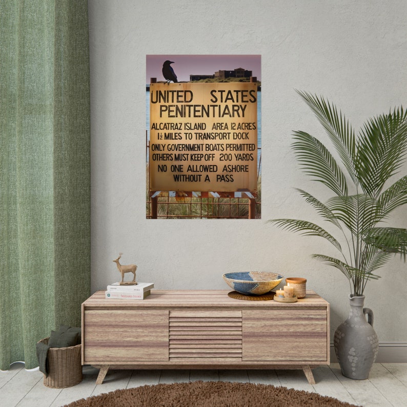 Vintage Alcatraz Island Prison Sign Poster, Rustic Home Decor ...