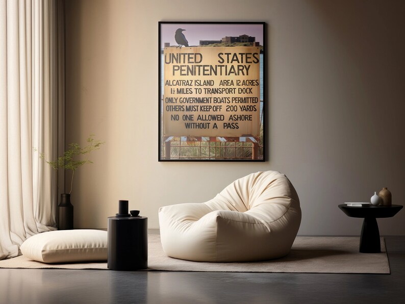 Vintage Alcatraz Island Prison Sign Poster, Rustic Home Decor ...