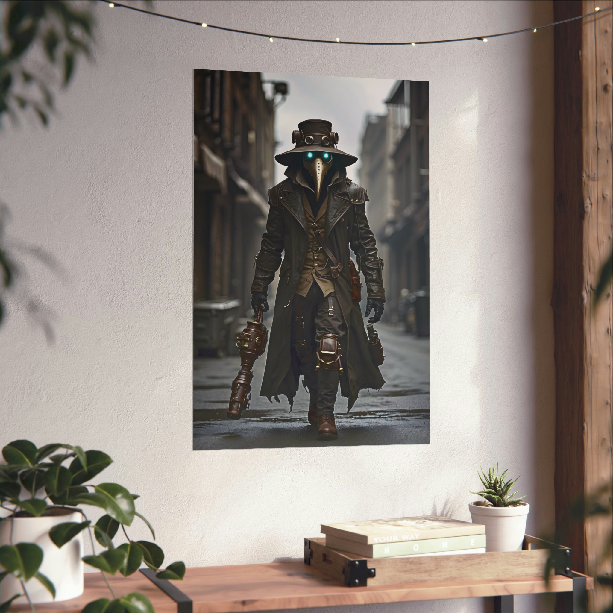 Steampunk Plague Doctor Poster, Modern Art Print With Leather Coat ...