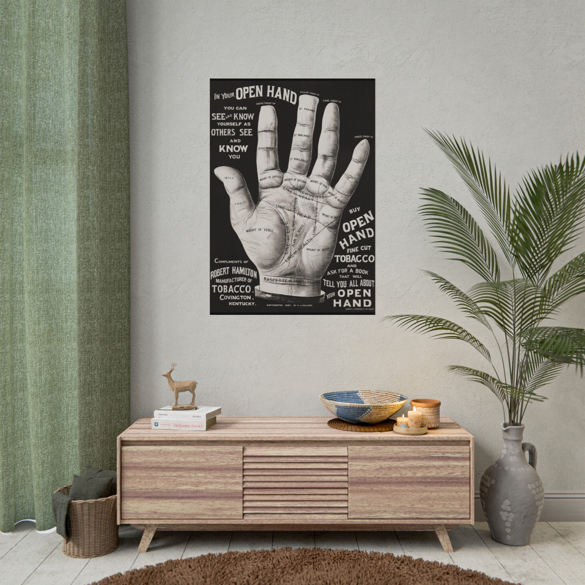 Vintage Palmistry Hand Poster Open Hand Fine Cut Tobacco Five Sizes ...