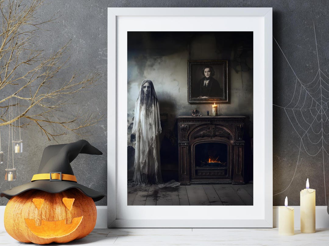 Creepy Halloween Ghost Portrait Poster | Gothic Haunted House Wall Art ...