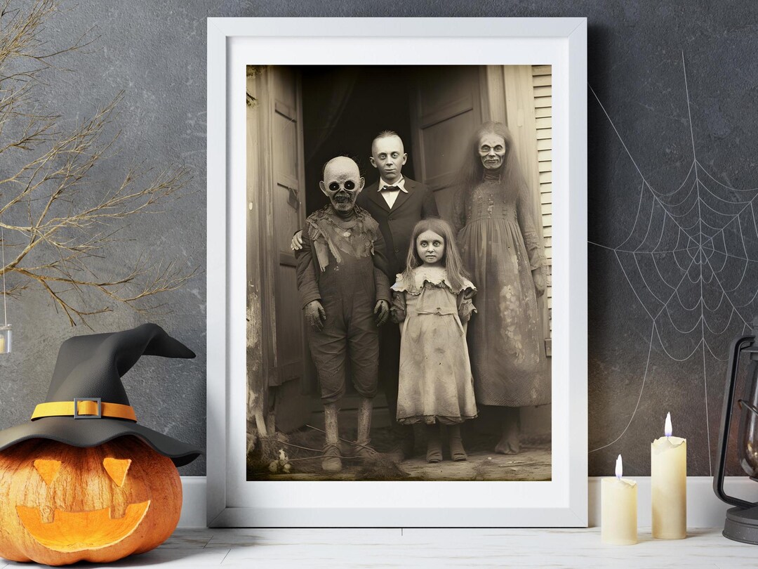 Creepy Halloween Family Portrait Canvas Print Gothic Halloween Decor ...