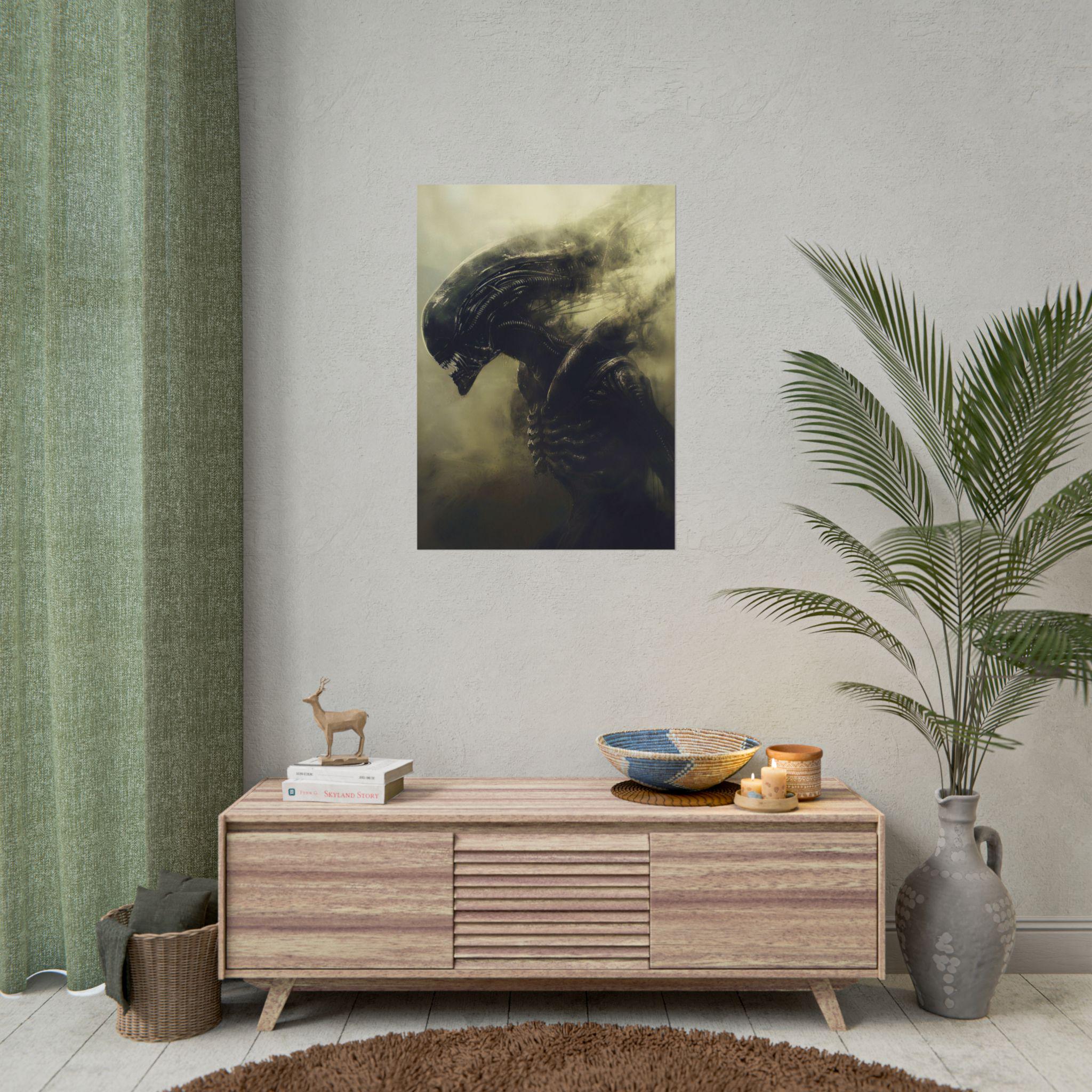 Alien Sci-fi Horror Poster Dark Atmosphere, Futuristic Art Print ...