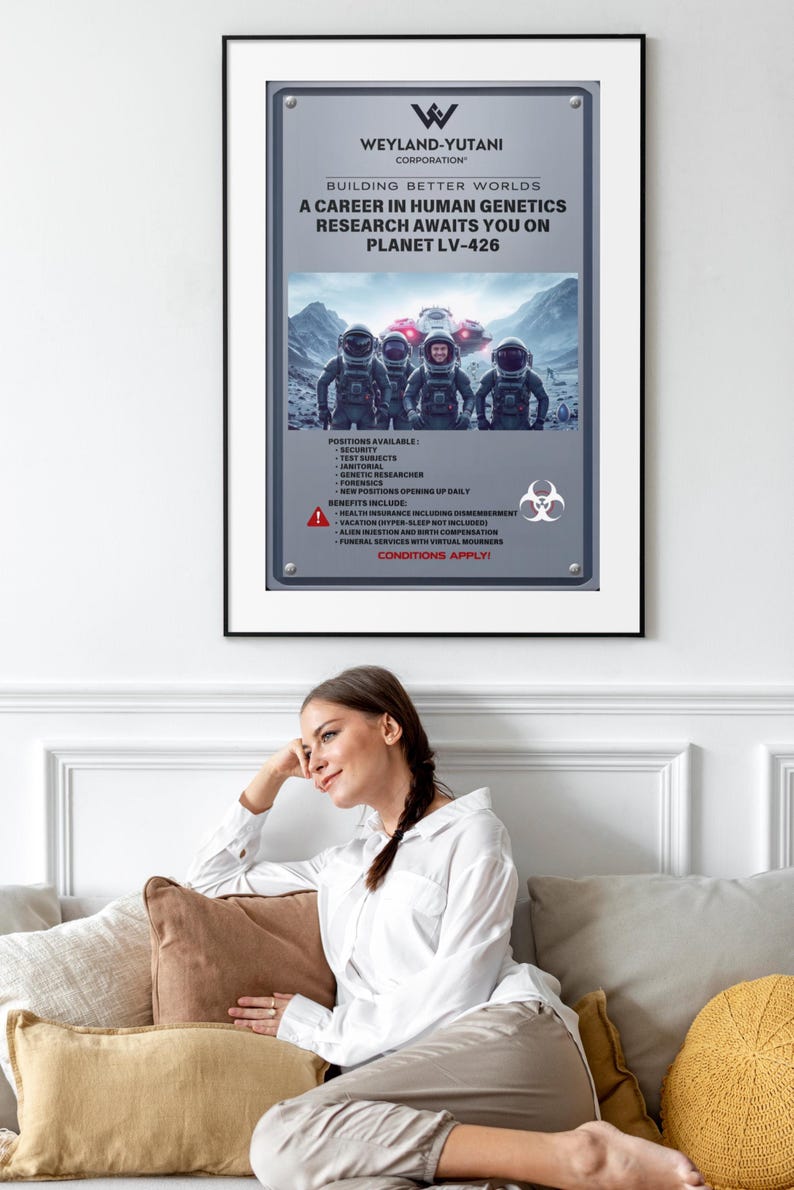 Weyland-yutani Corp Help Wanted Poster | Alien Movie Wall Art | Sci-fi ...