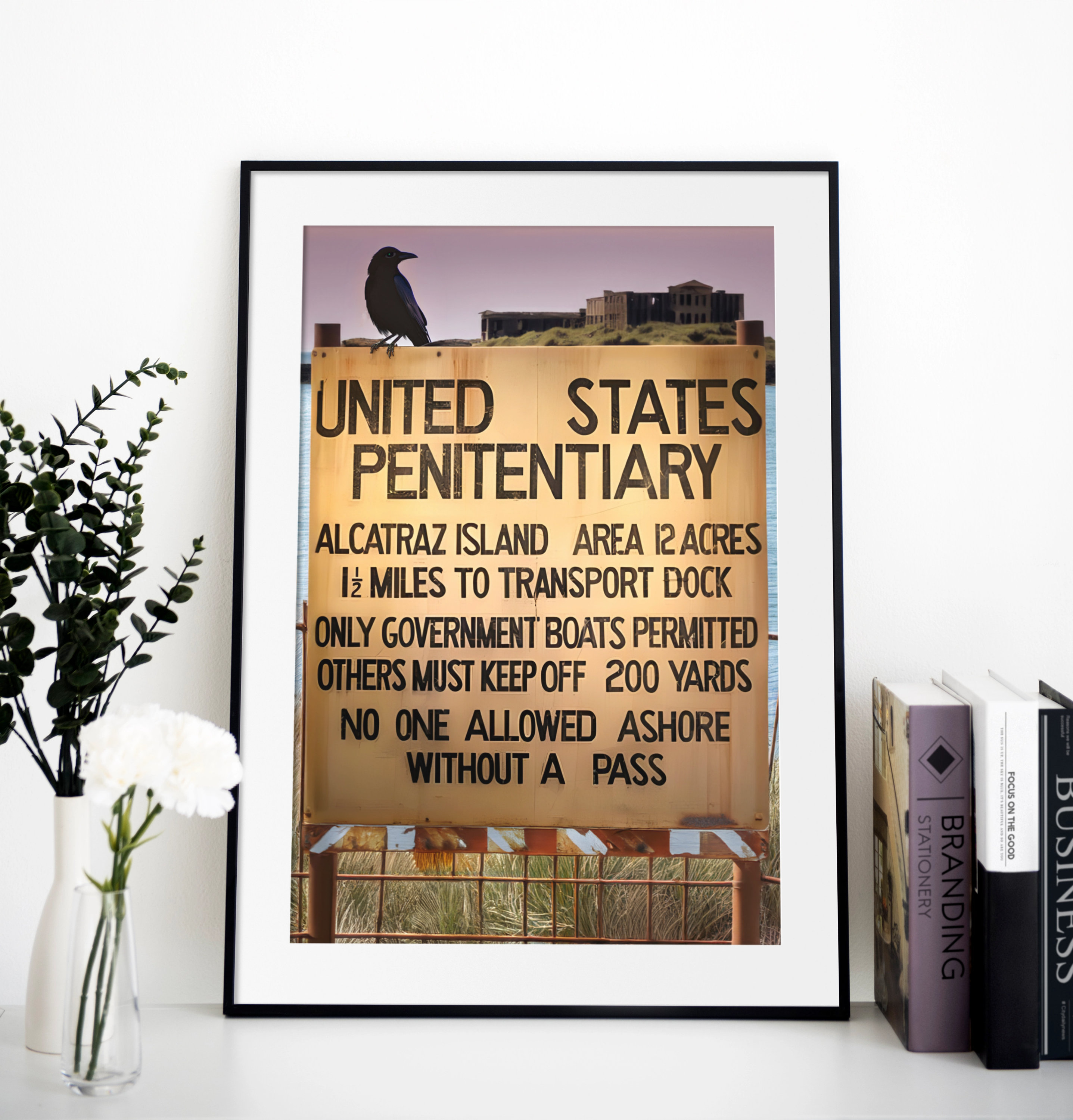Vintage Alcatraz Island Prison Sign Poster, Rustic Home Decor ...