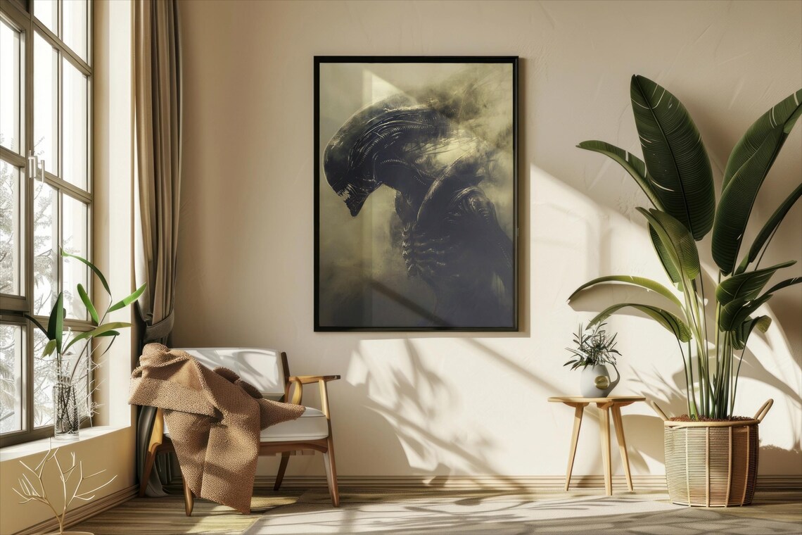 Alien Sci-fi Horror Poster Dark Atmosphere, Futuristic Art Print ...