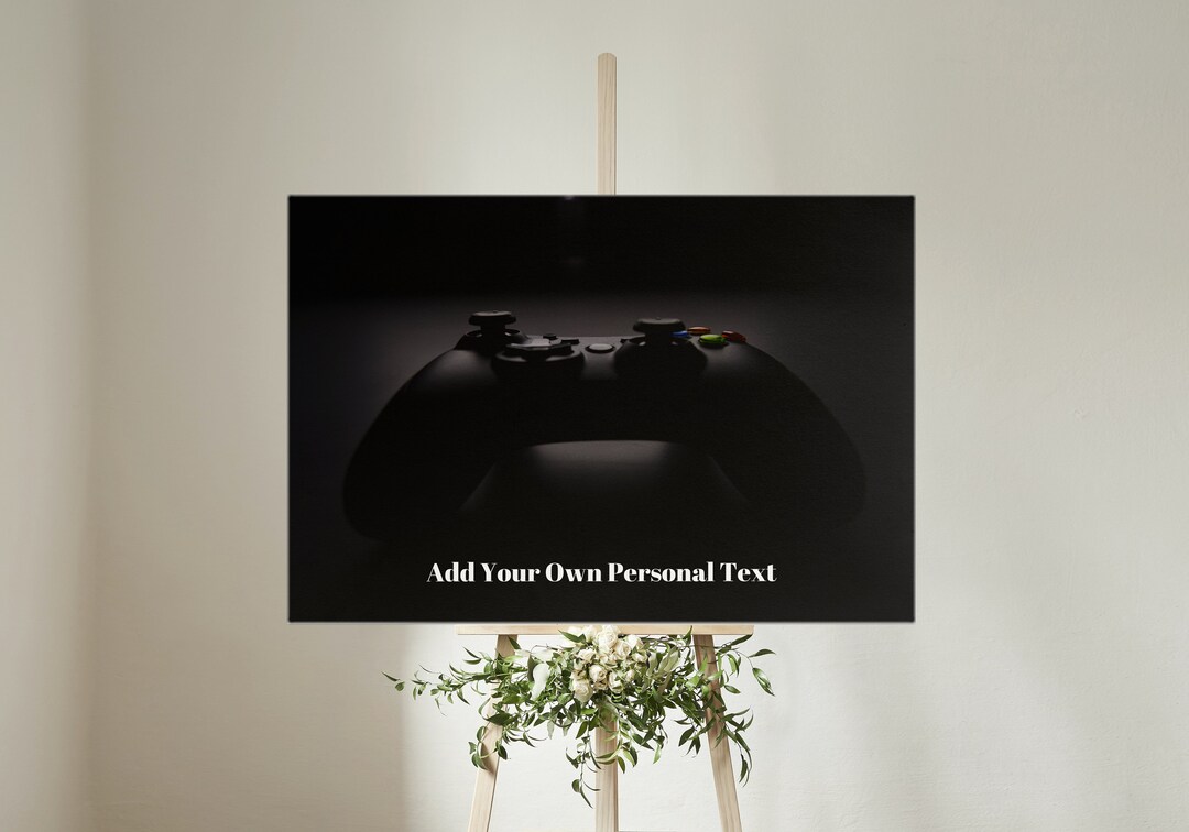 Personalized Xbox Controller Wall Art Minimalist Black Canvas Print ...