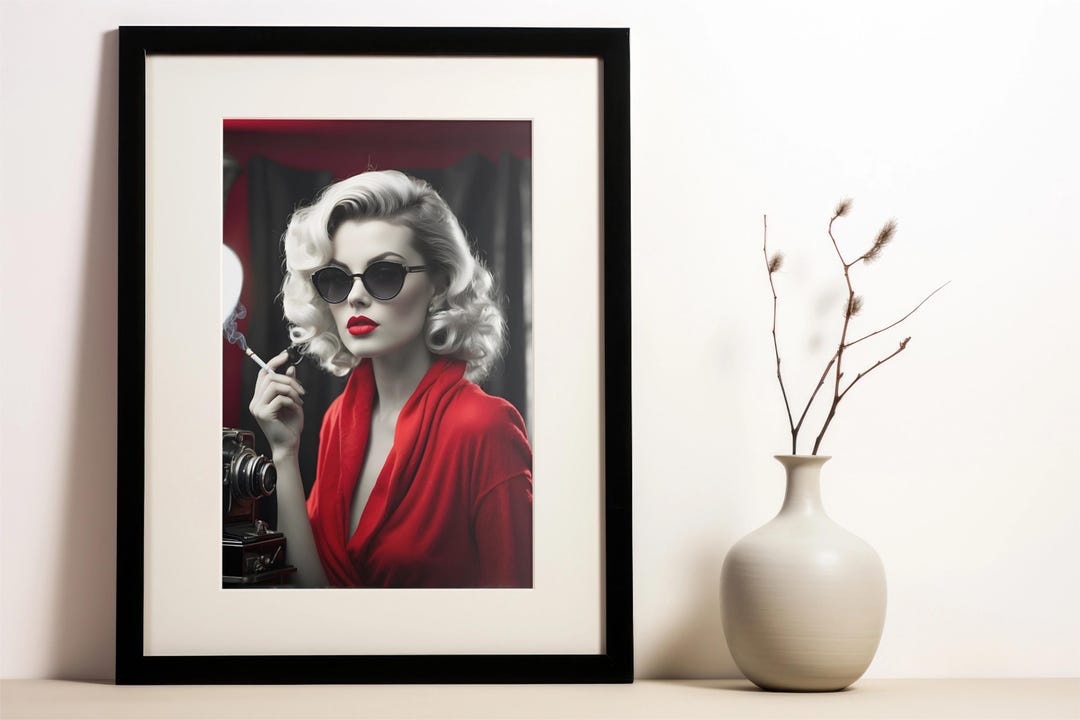 Vintage Hollywood Glam Poster, Retro Movie Star Wall Art, Blonde Woman ...