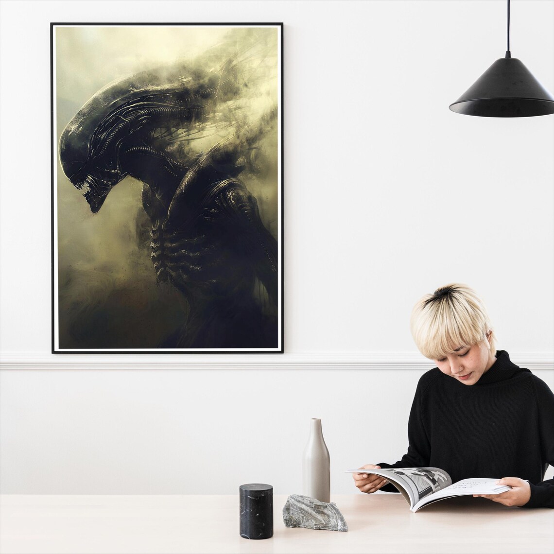 Alien Sci-fi Horror Poster Dark Atmosphere, Futuristic Art Print ...