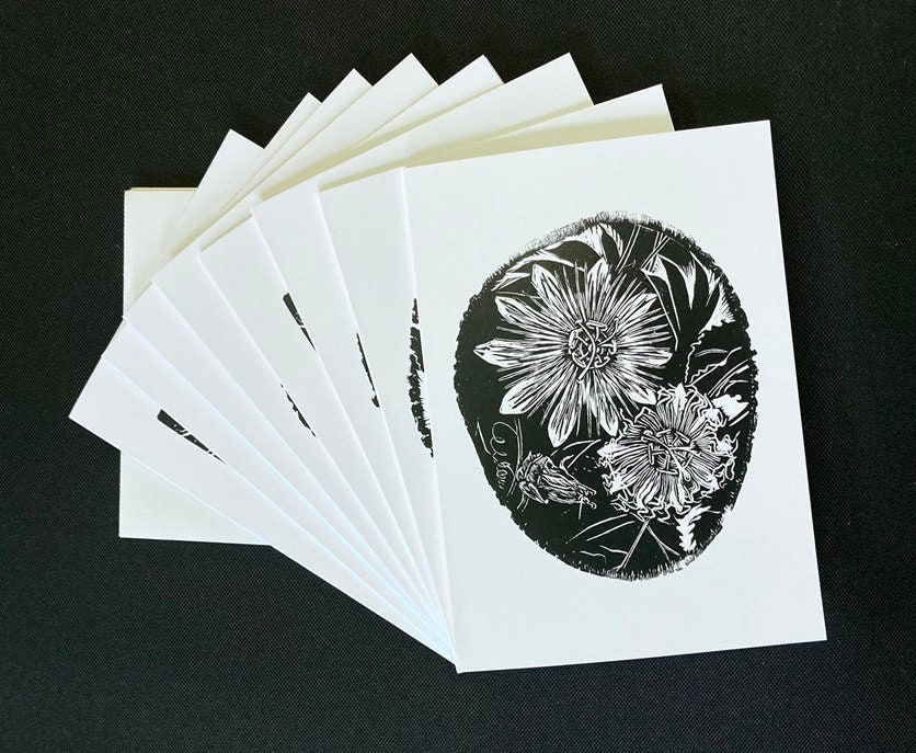 Tropical Flower Art Card Collection - Eight 5" X 7" Frameable Note ...