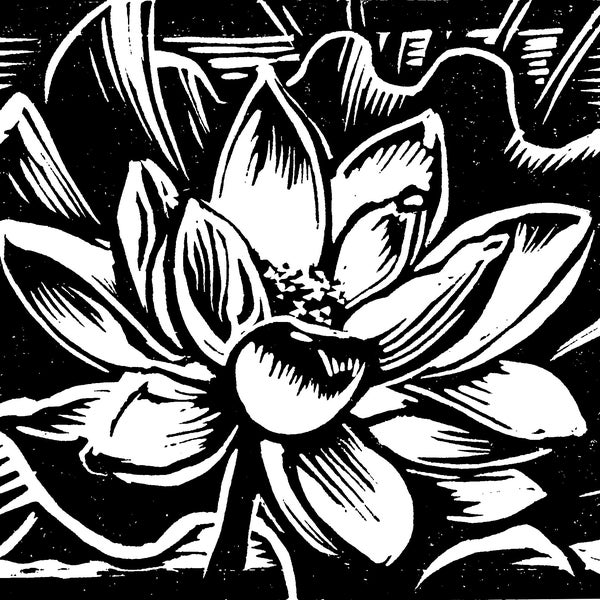 Lotus Linocut - Etsy