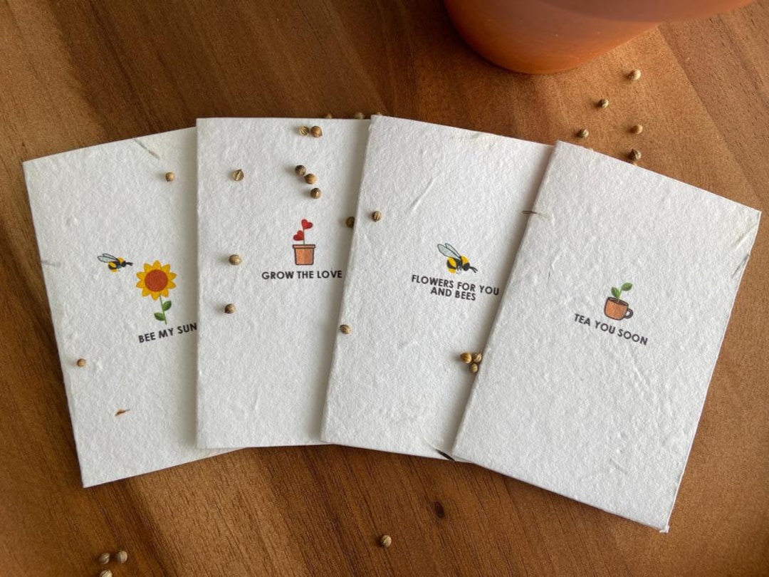 Seed Cards Plantable With Envelopes | Minimalist | Flowers and Herbs ...