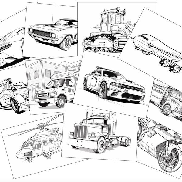 Coloring Page Vehicles - Etsy