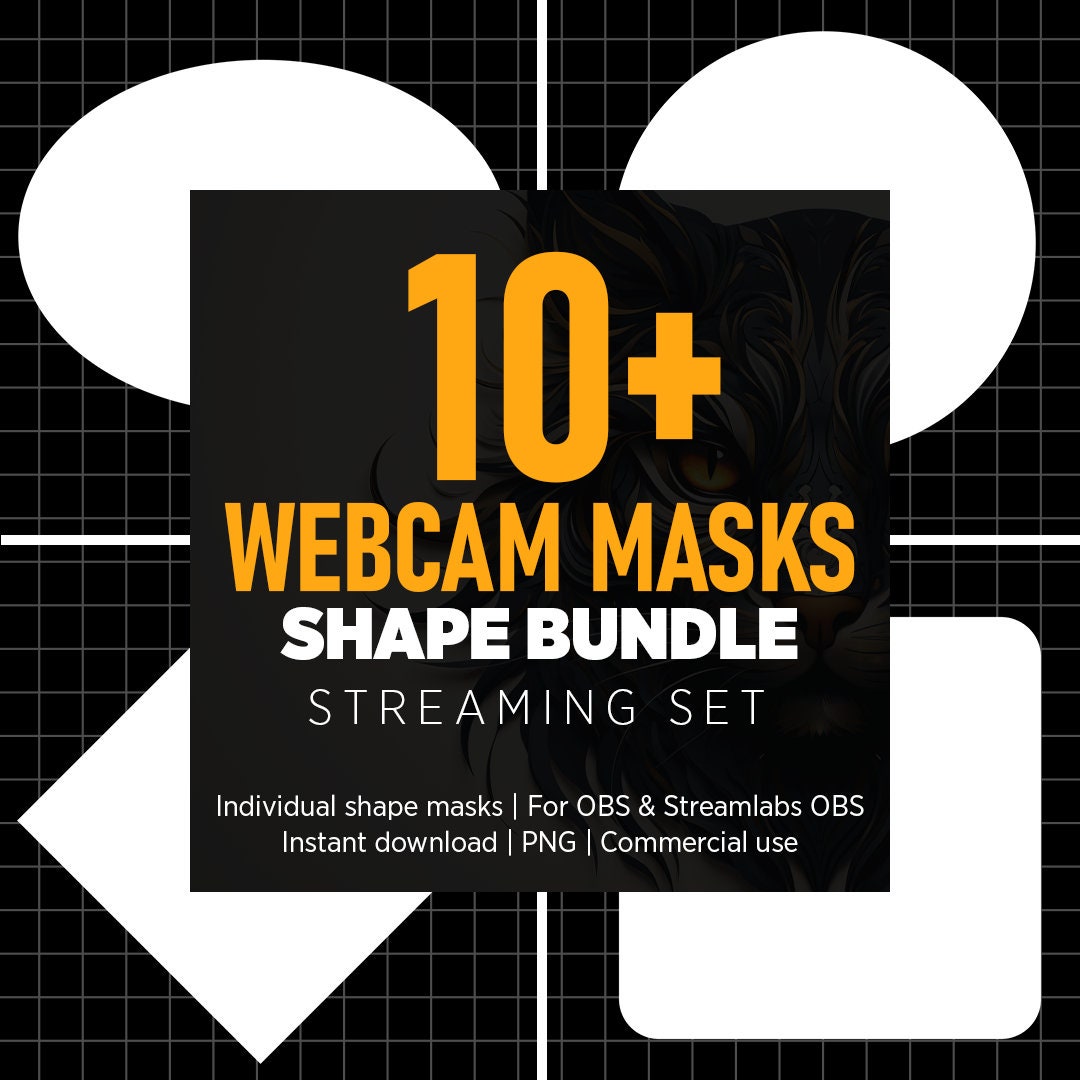 Webcam Mask Shape Overlay Bundle, SVG Shape Masks for Streaming Webcam Camera Masks Digital Set ...