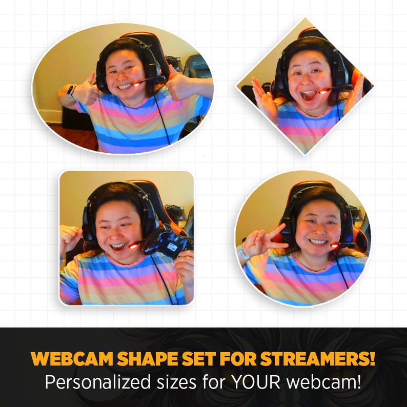 Webcam Mask Shape Overlay Bundle, SVG Shape Masks for Streaming Webcam ...