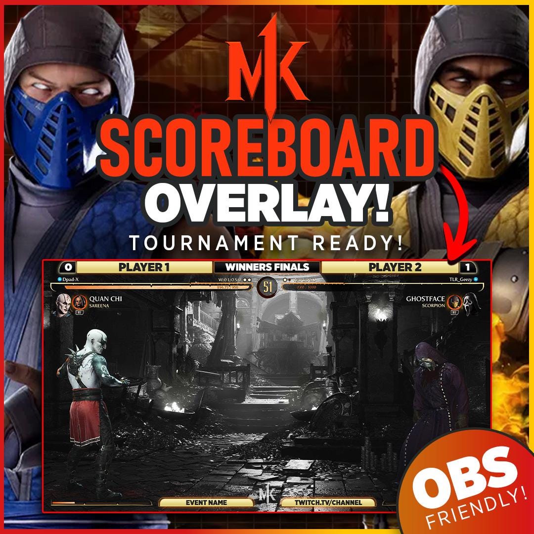 Mortal Kombat 1 Scoreboard Overlay, Fighting Game Scoreboard Overlay ...
