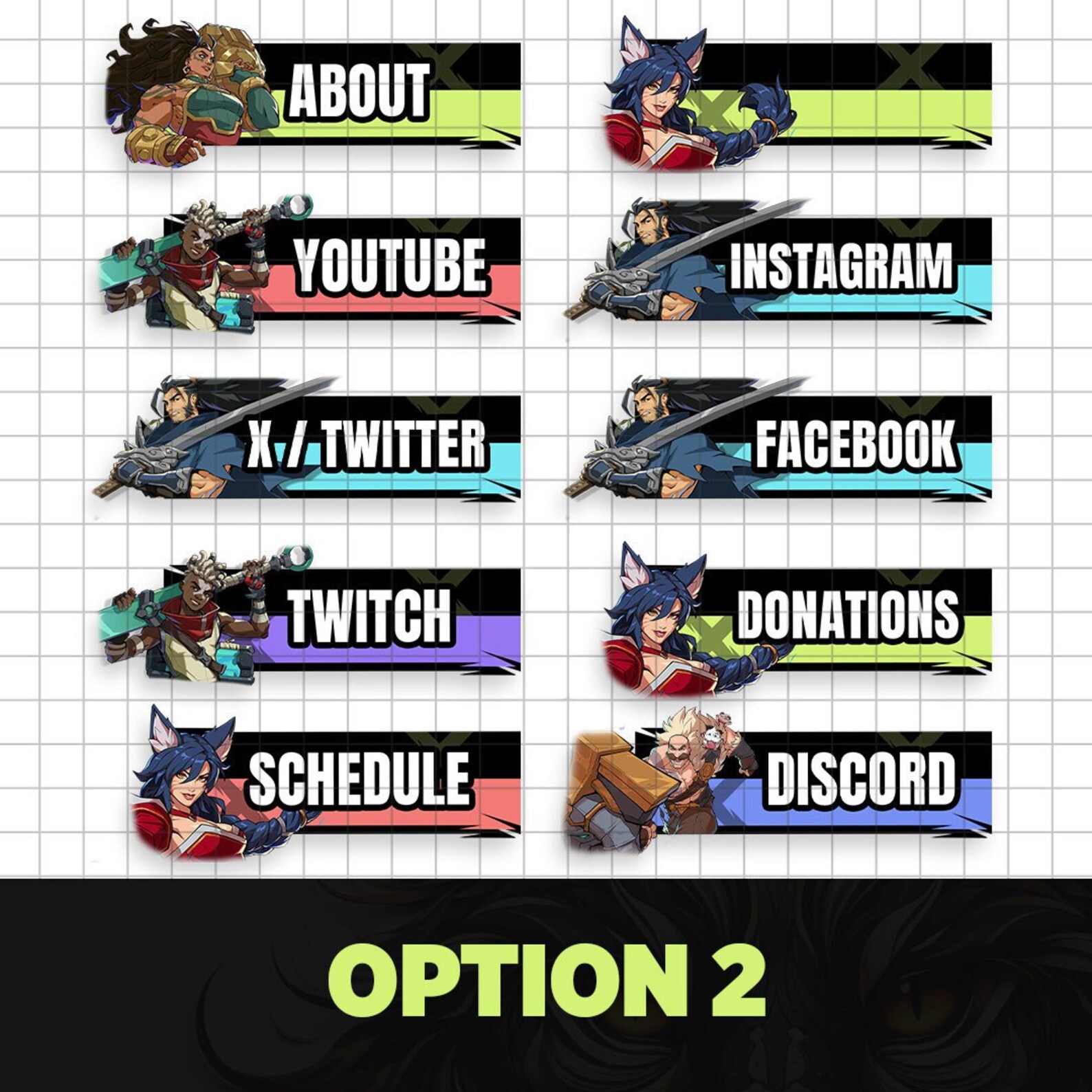 2XKO Twitch Panels, League of Legends Twitch Panels, Customizable FGC ...