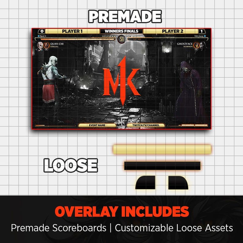 Mortal Kombat 1 Scoreboard Overlay, Fighting Game Scoreboard Overlay ...