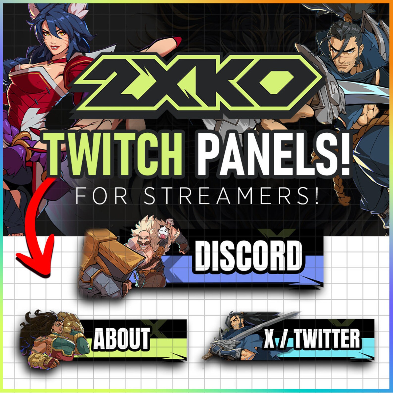 2XKO Twitch Panels, League of Legends Twitch Panels, Customizable FGC ...