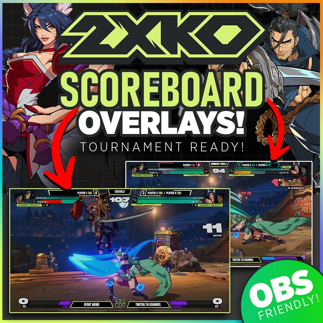 2XKO Scoreboard Overlay, Fighting Game Scoreboard Overlay, Customizable ...
