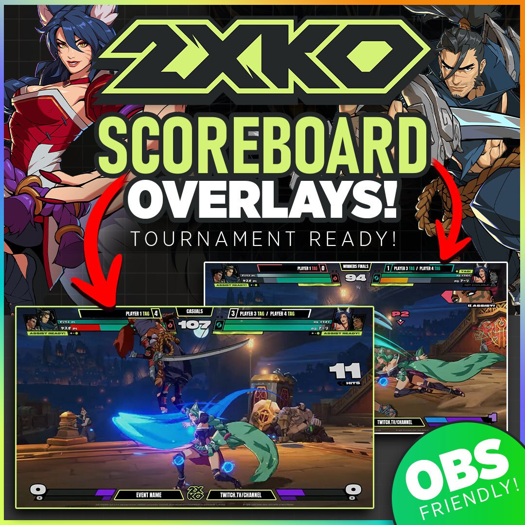 2XKO Scoreboard Overlay, Fighting Game Scoreboard Overlay, Customizable ...