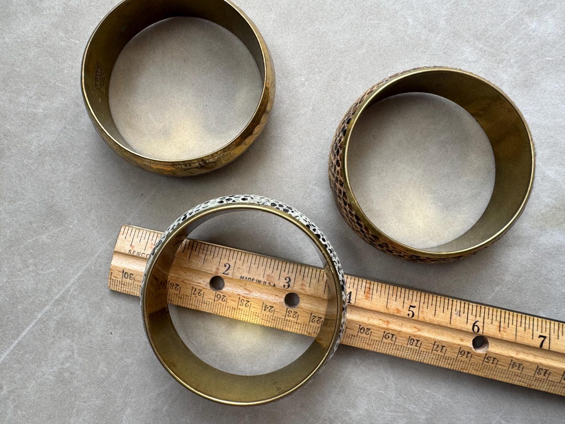 Brass Faux Snakeskin Bangle Trio - Etsy