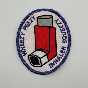 Wheezy Peezy Inhaler Squeezy Inhaler Embroidered Patch - Etsy
