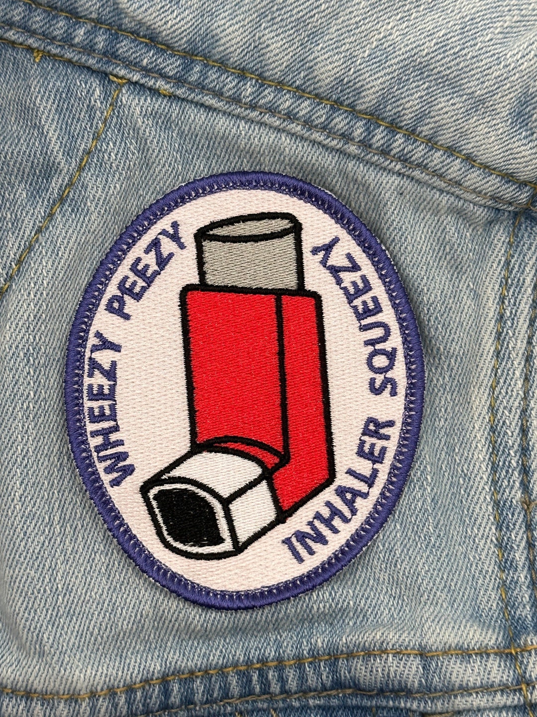 Wheezy Peezy Inhaler Squeezy Inhaler Embroidered Patch - Etsy