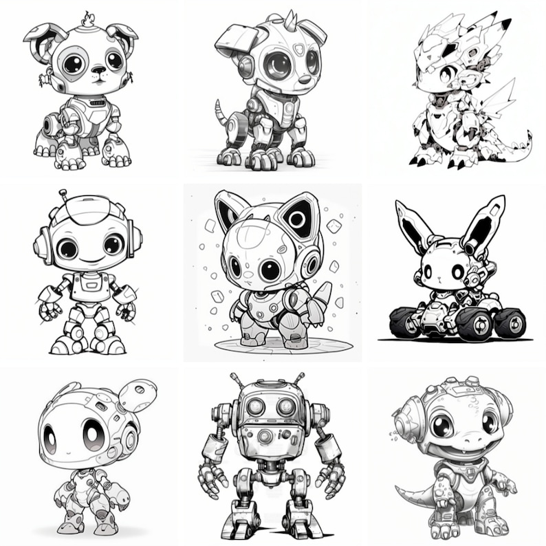 61 Cute Robot Coloring Page Book, Dino, Animal, Humanoids, and More ...