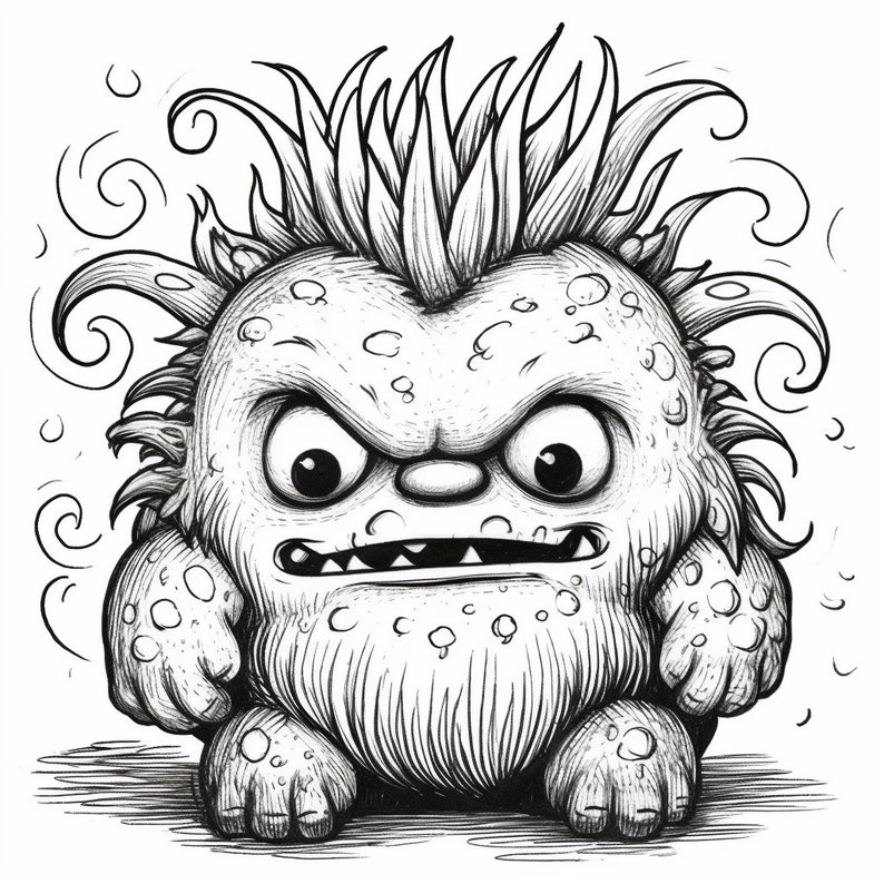 20 Cute Tiny Monster Coloring Page Book Fun for Adults and Kids Instant ...