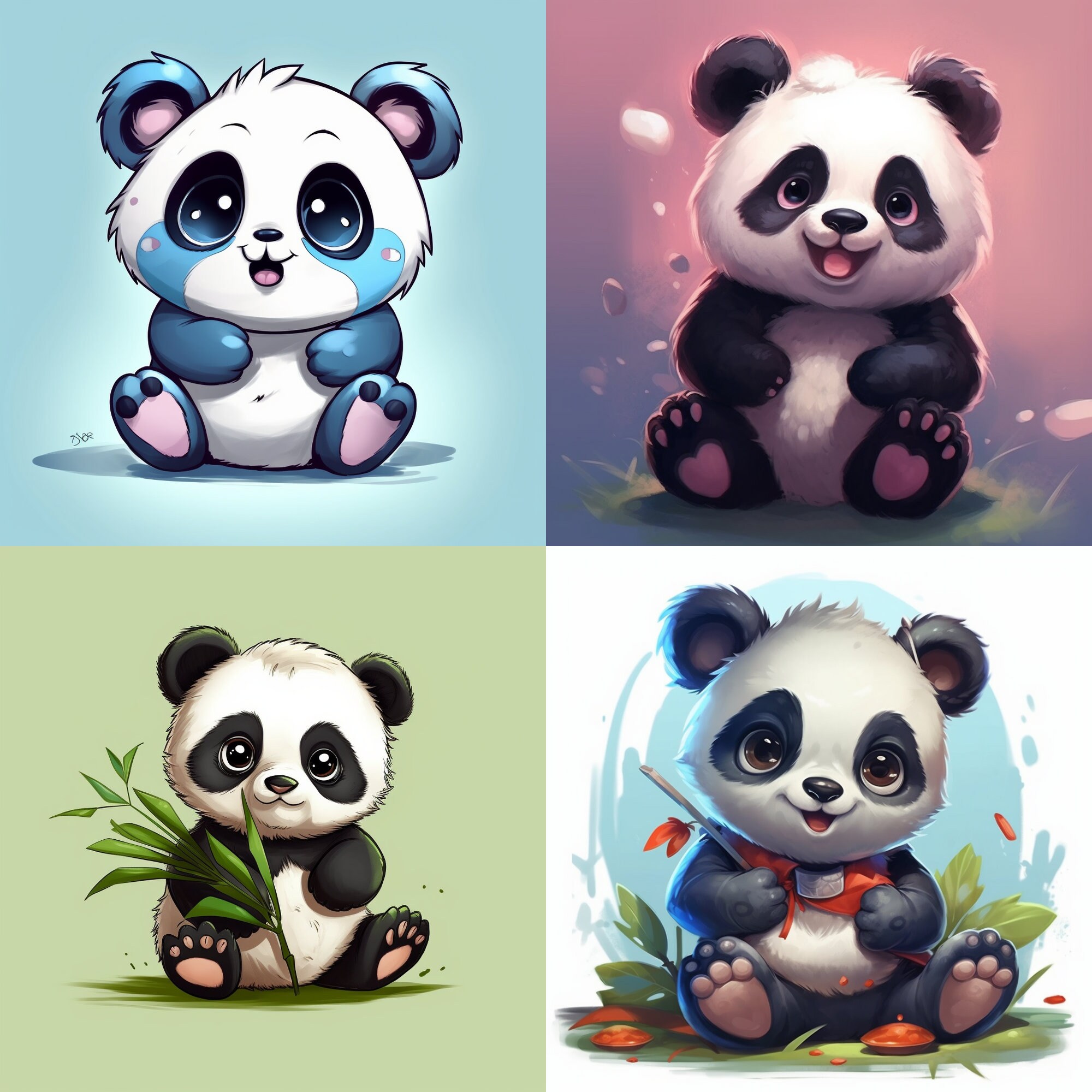 Huge Panda Clipart Bundle 44 Total PNG Panda Lovers Many - Etsy