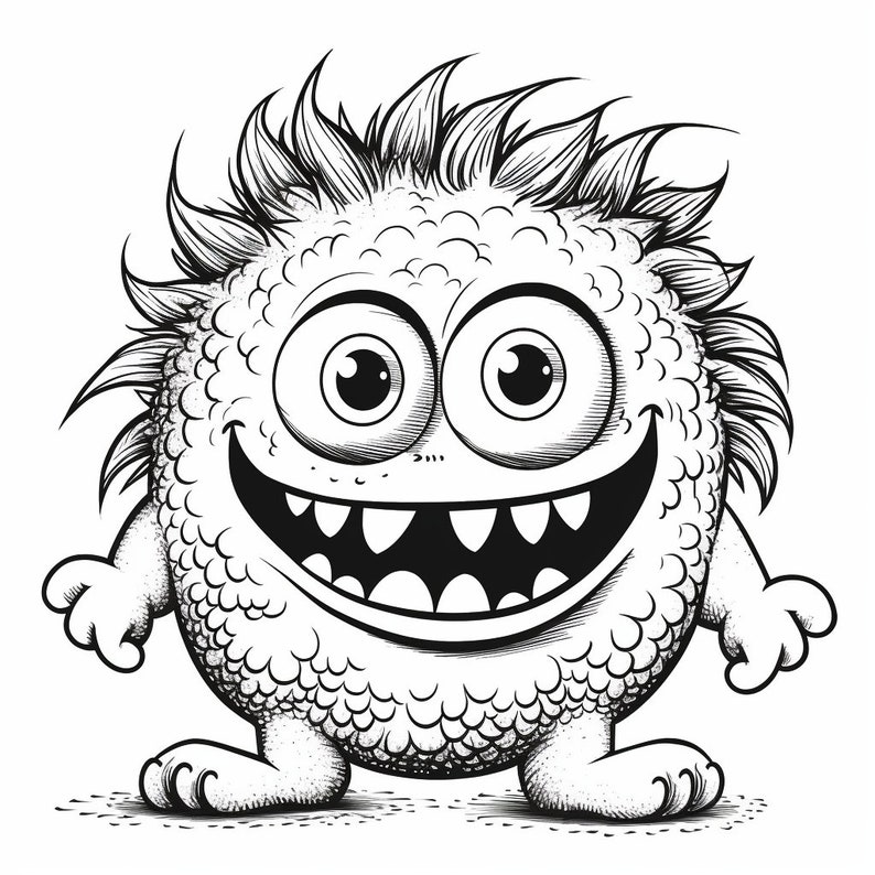 20 Cute Tiny Monster Coloring Page Book Fun for Adults and Kids Instant ...