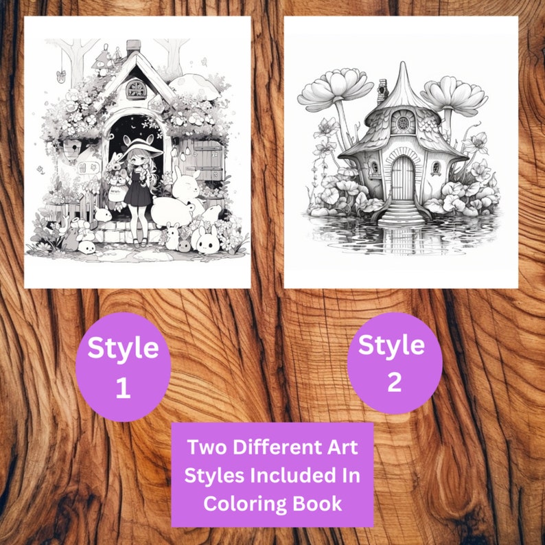 128 Fairy Homes | Fantasy Coloring Page Book | Adults + Kids | Instant ...