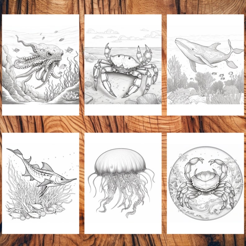 Sea Life Coloring Book, Kids + Adults, Instant Download Coloring Pages ...