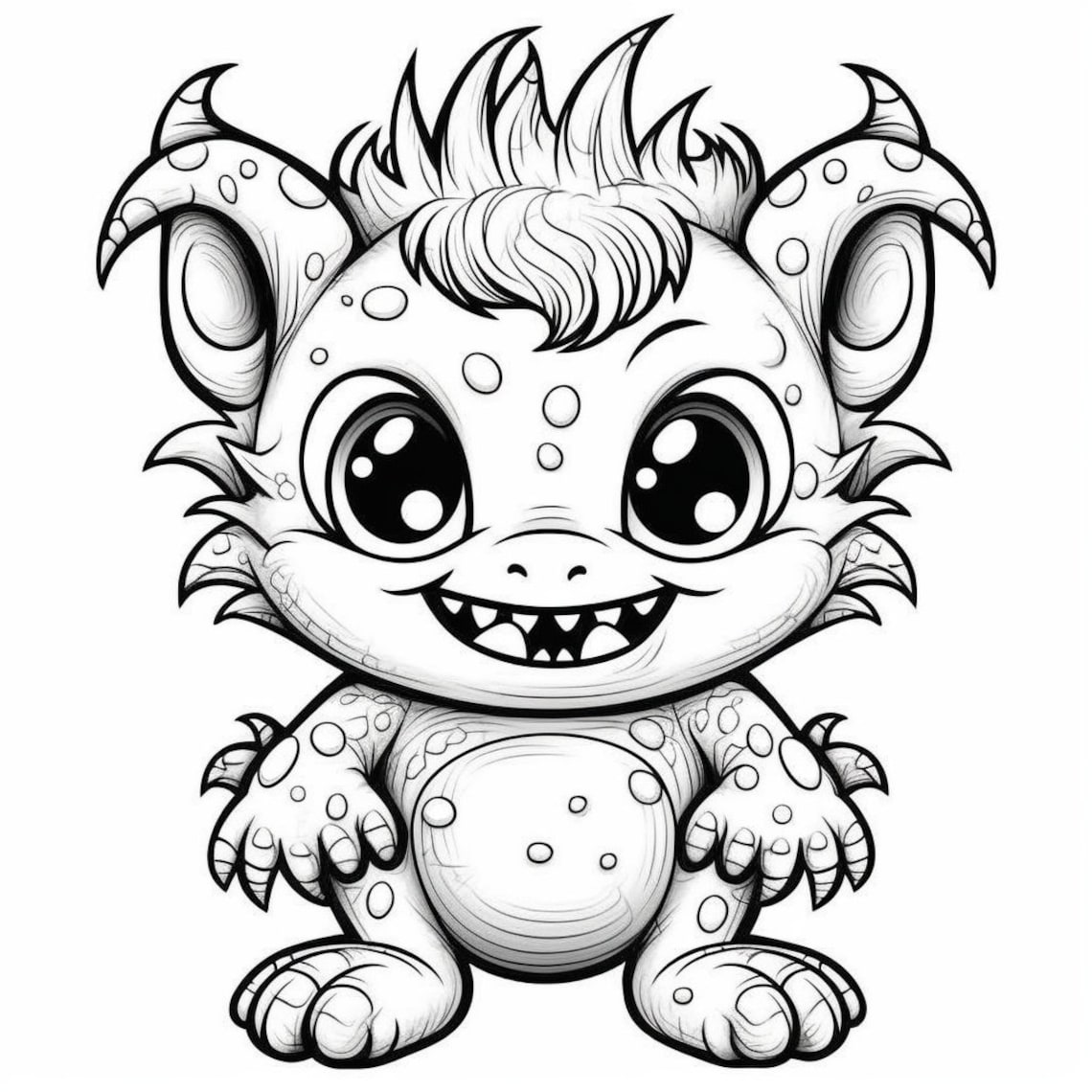 20 Cute Tiny Monster Coloring Page Book Fun for Adults and Kids Instant ...