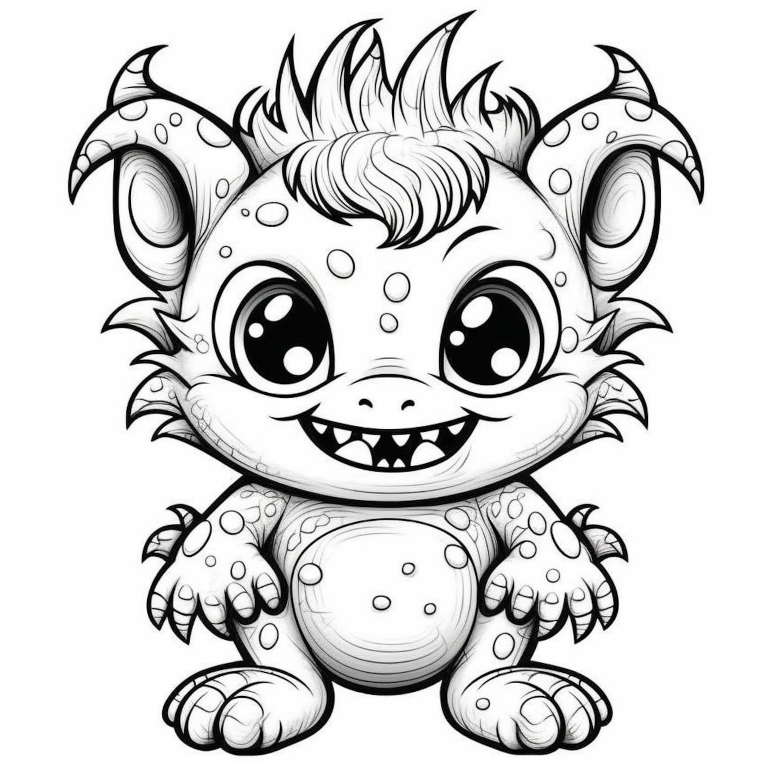20 Cute Tiny Monster Coloring Page Book Fun for Adults and Kids Instant ...