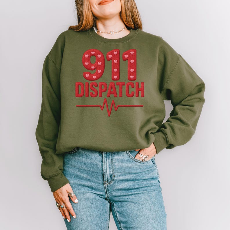 911 Dispatcher Sweatshirt, Faux Yarn Dispatch Heartbeat Crewneck, First ...