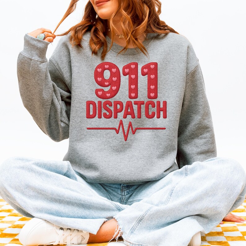 911 Dispatcher Sweatshirt, Faux Yarn Dispatch Heartbeat Crewneck, First ...