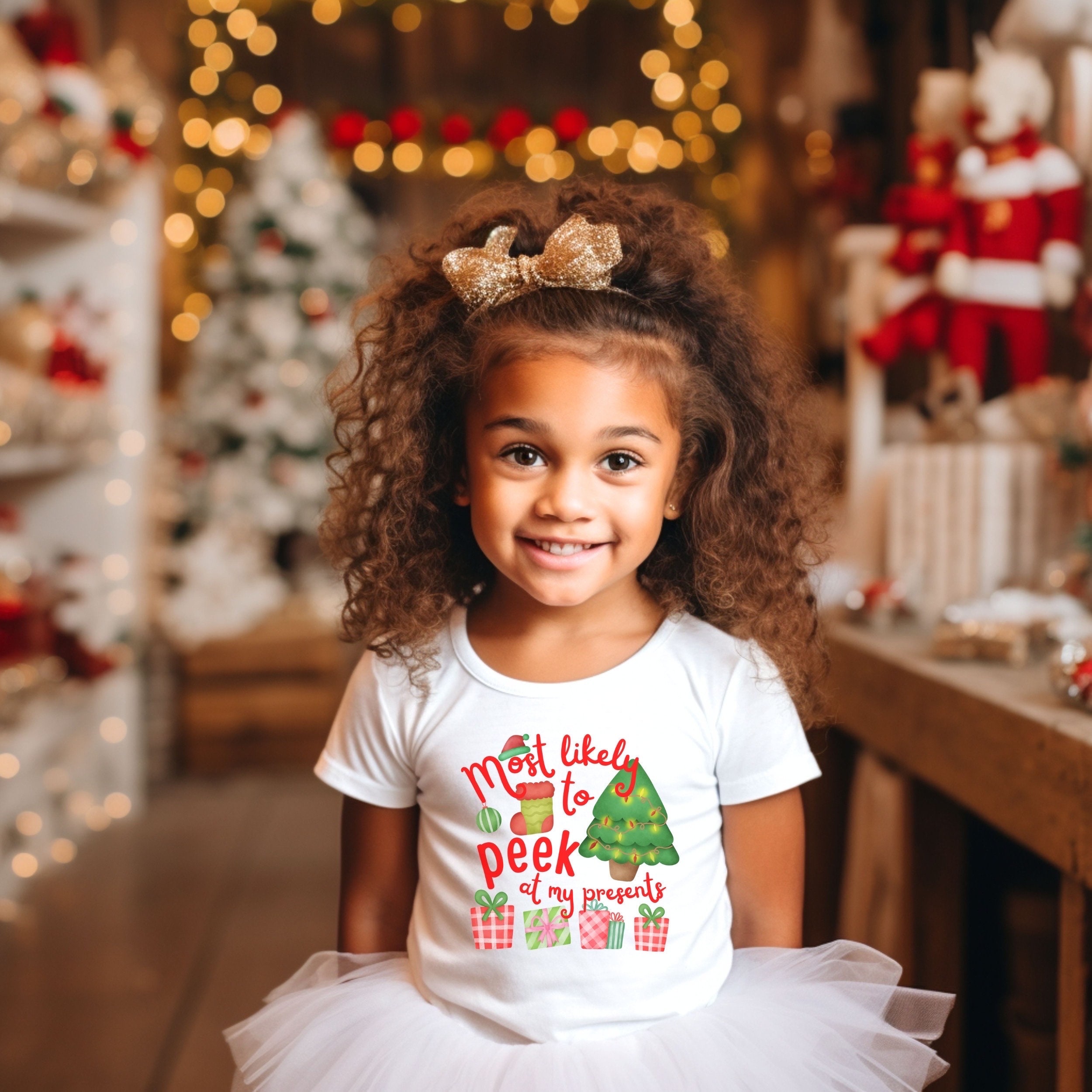Most Likely to Peek at My Presents Toddler Christmas T-shirt | Toddler ...