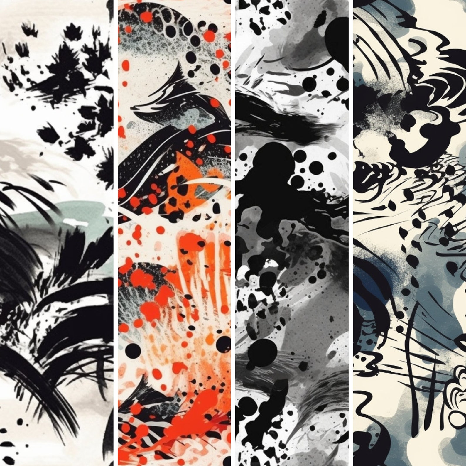 Japanese Brush Calligraphy Ink Art/pattern. Commercial Use, PNG - Etsy