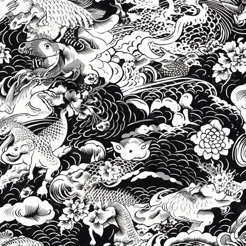 Japanese Brush Calligraphy Ink Art/pattern. Commercial Use, PNG - Etsy