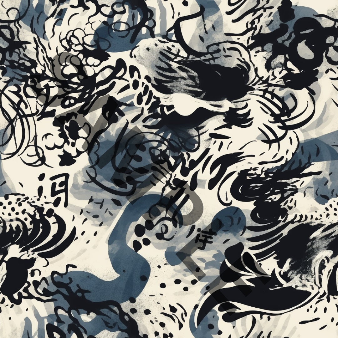 Japanese Brush Calligraphy Ink Art/pattern. Commercial Use, PNG - Etsy