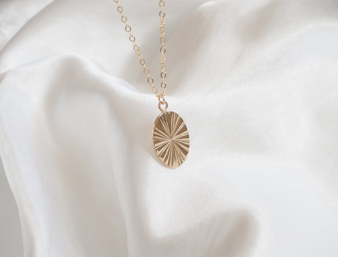 Sunray Necklace, 14K Gold Filled Sun Pendant, Sunburst Necklace, Dainty ...