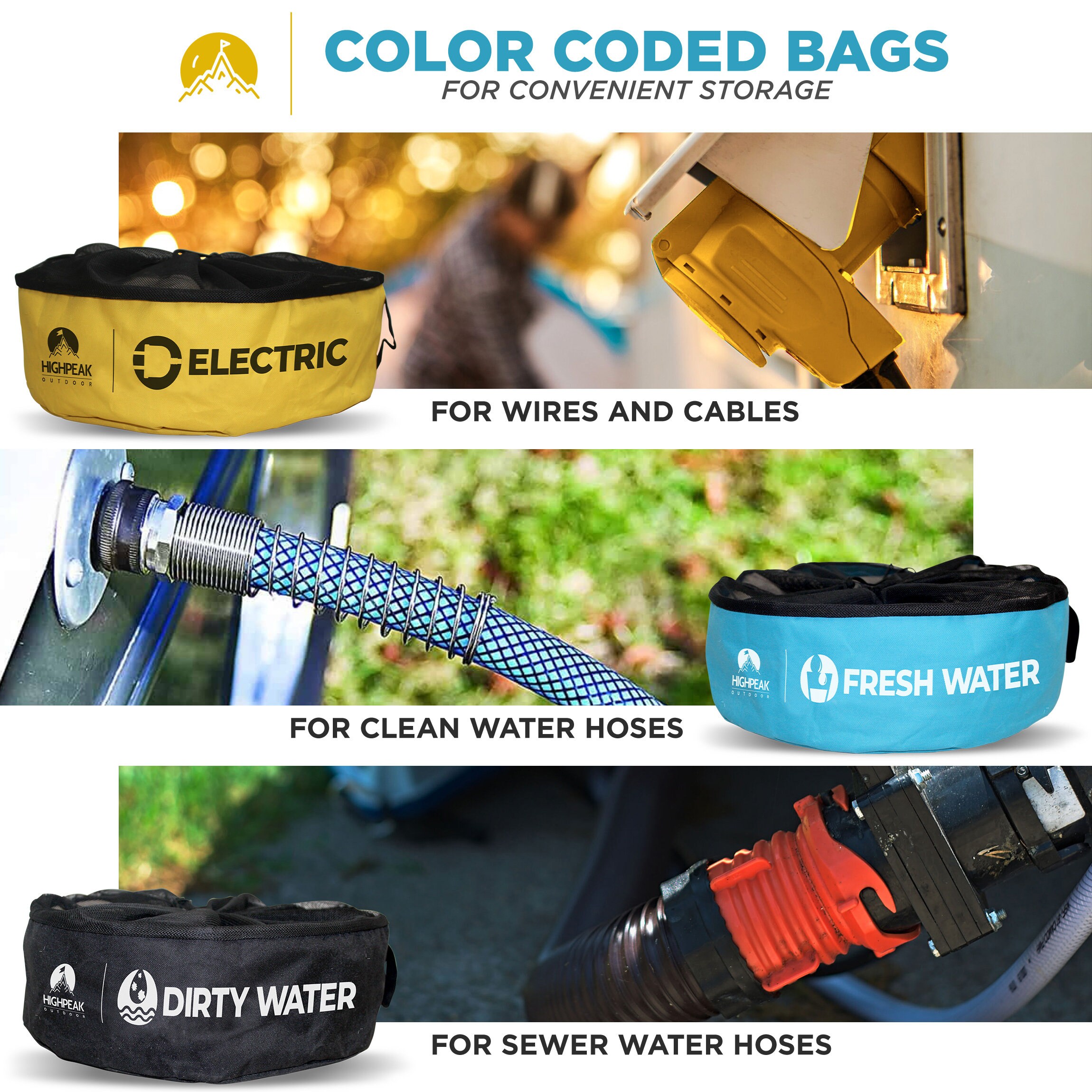 3 Pack Waterproof Hose & Accessories Storage Bags for Home, Work Van ...