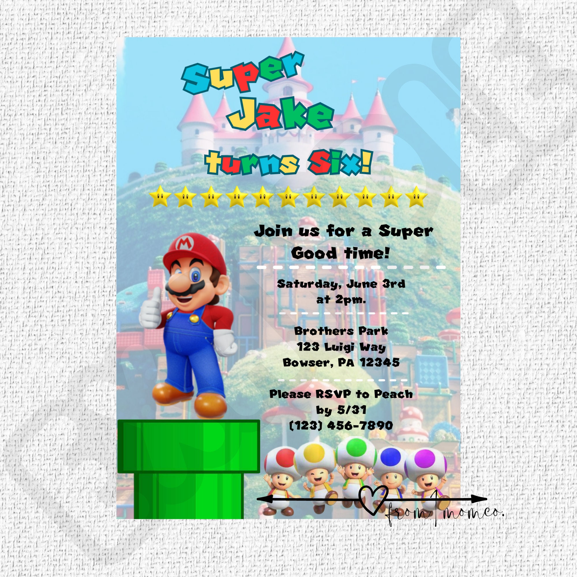 Mario Birthday Invitation. Super Mario Invitation. Mario Party ...