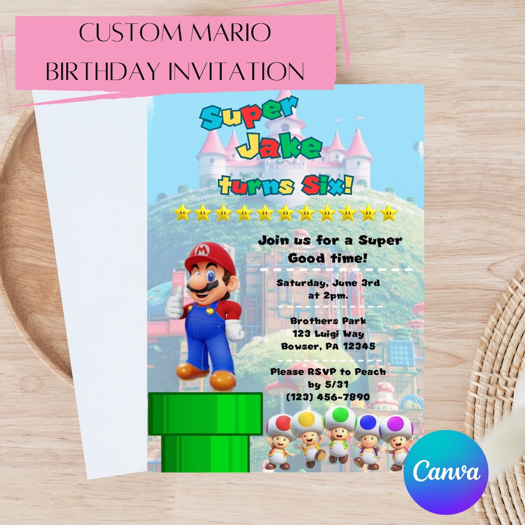 Mario Birthday Invitation. Super Mario Invitation. Mario Party ...