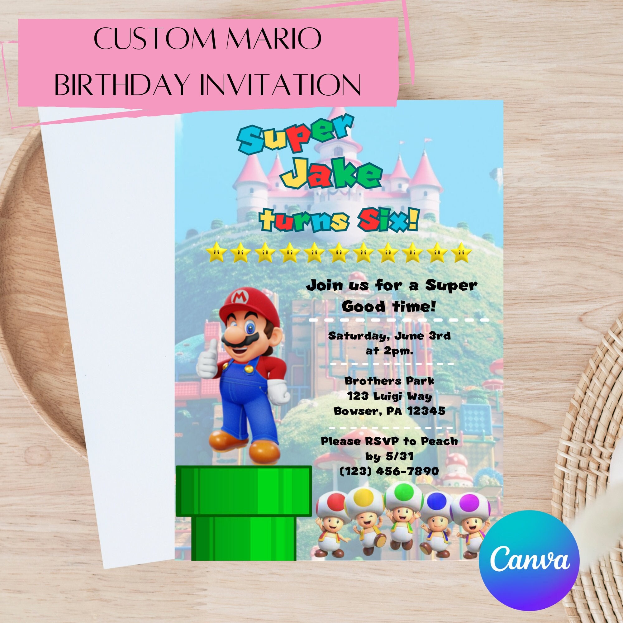 Mario Birthday Invitation. Super Mario Invitation. Mario Party ...