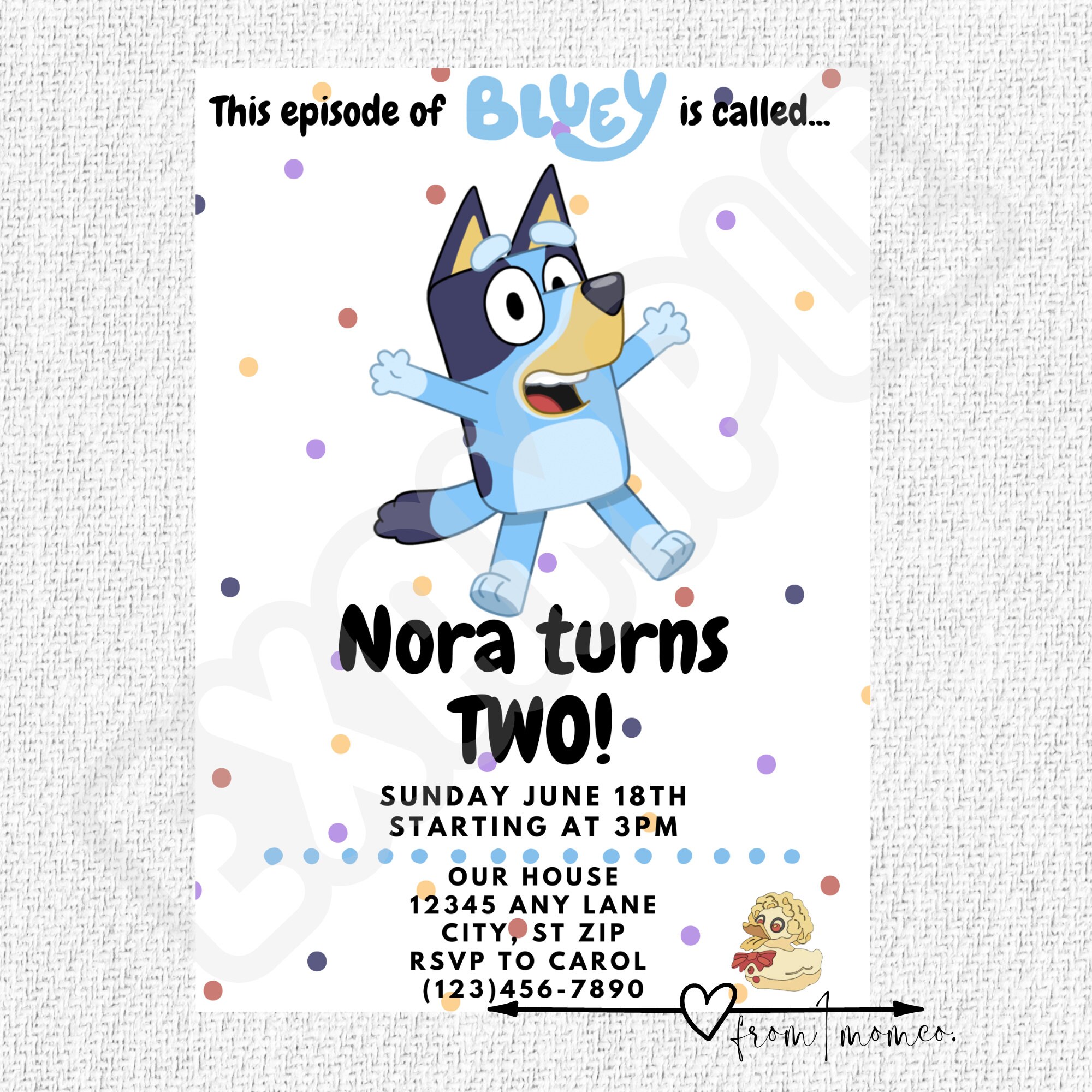 Invitación de cumpleaños de Bluey- Cumpleaños de niñas/Cumpleaños de ...